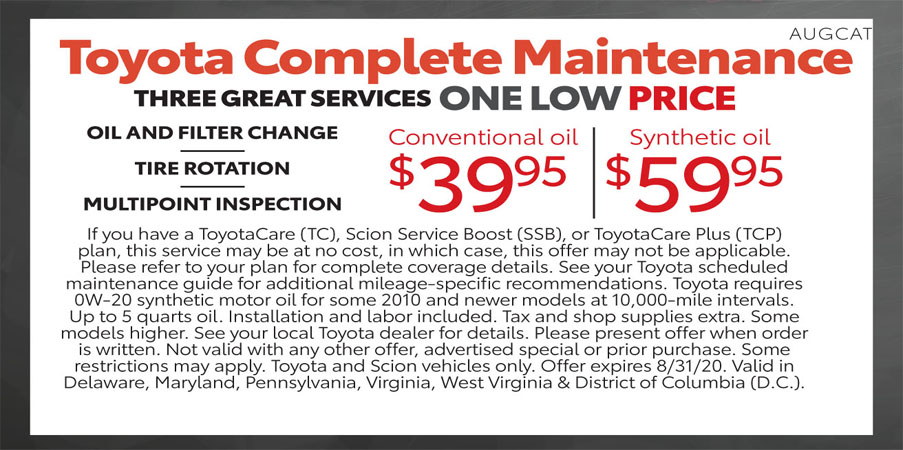 August 2020 Toyota Complete Maintenance | Northeast Pennsylvania Toyota ...