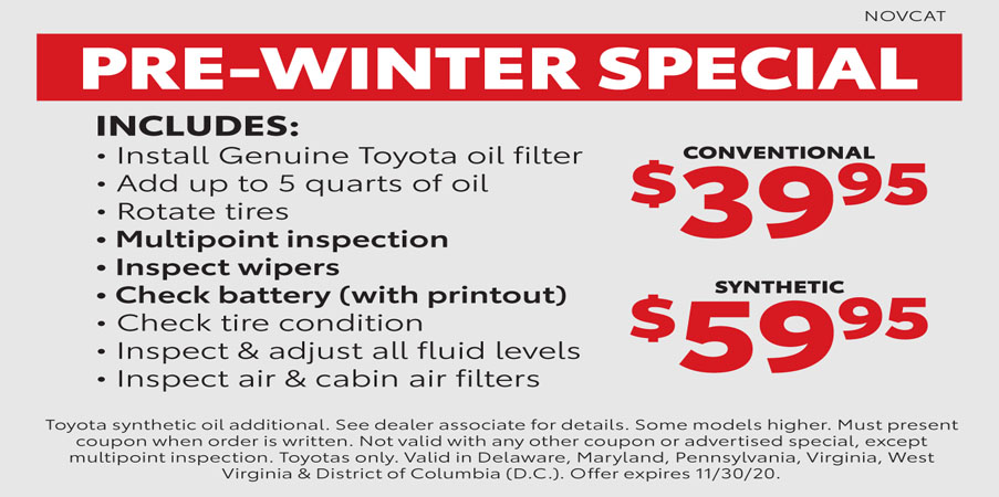 November 2020 Pre-Winter Special | Northeast Pennsylvania Toyota ...
